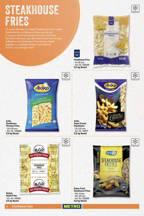 Aviko Pommes Frites Steakhouse tiefgefroren - 2,5 kg Beutel